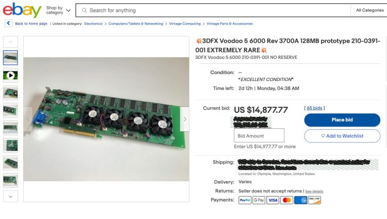 3dfx Voodoo 5 6000 prototype approaches $15,000 in eBay auction | A1 Electronics